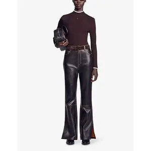 Sandro Ribbed High-neck Wool And Silk-blend Jumper