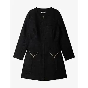 Sandro Zipped Chain-embellished Woven Mini Dress - Black