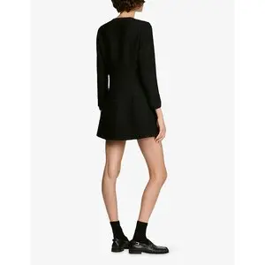 Sandro Zipped Chain-embellished Woven Mini Dress