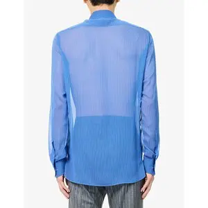 TOM FORD Striped Sheer Long Sleeve Silk Shirt