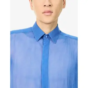 TOM FORD Striped Sheer Long Sleeve Silk Shirt