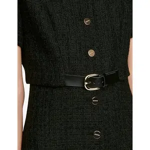 Sandro Buttoned Round-neck Tweed Mini Dress