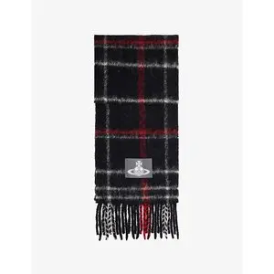 VIVIENNE WESTWOOD Checked Brand-patch Wool-blend Scarf - Black