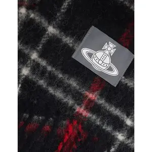 VIVIENNE WESTWOOD Checked Brand-patch Wool-blend Scarf