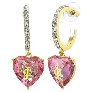 Juicy Couture Heart Charm Hoop Earrings - Pink