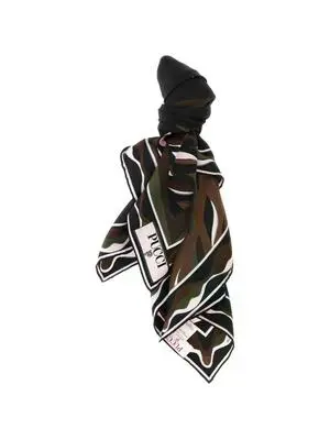 Emilio Pucci Mixed Print Silk Scarf - Black