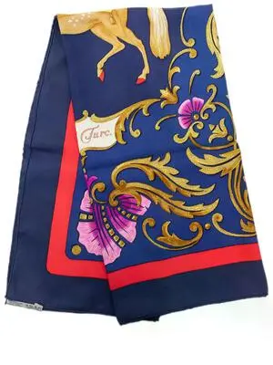 Hermès 1980-2010 Cheval Turc Silk Scarf 90 Scarves - Blue