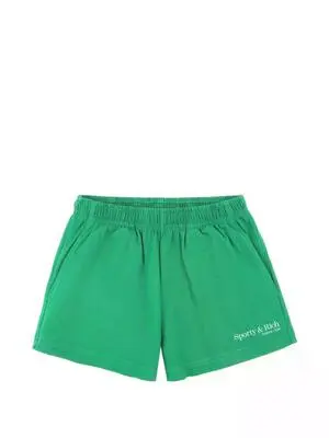 Sporty & Rich Logo-print Elasticated-waistband Shorts - Green