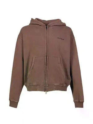 MLVINCE Logo-embroidered Distressed Hoodie - Brown