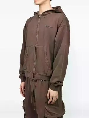 MLVINCE Logo-embroidered Distressed Hoodie