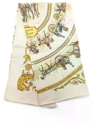 Hermès 20th Century La Promenade De Longchamps Silk Scarf 90 Scarves - Neutrals