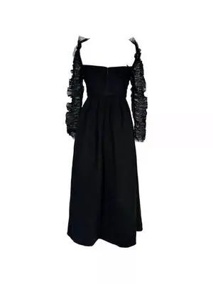 SELF-PORTRAIT Dot Mesh Midi Dress - Black