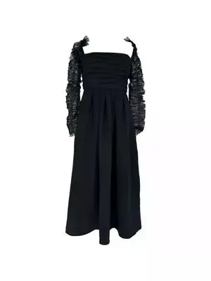 SELF-PORTRAIT Dot Mesh Midi Dress - Black