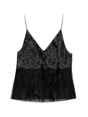 QUETSCHE Lace-overlay Camisole Top - Black