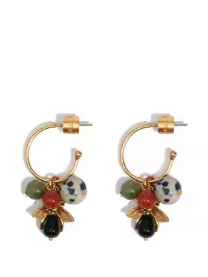 Bimba Y Lola Medium Bee And Stones Hoop Earrings - Gold