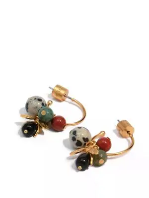 Bimba Y Lola Medium Bee And Stones Hoop Earrings