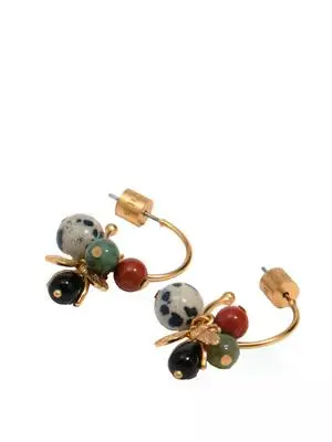 Bimba Y Lola Medium Bee And Stones Hoop Earrings - Gold