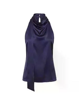NICHOLAS Scarf-detail Halterneck Top - Blue