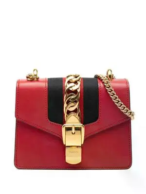 Gucci 2000-2015 Mini Calfskin Web Sylvie Chain Satchel - Red