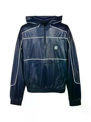 BREATH Piping-detail Half-zip Hoodie - Blue