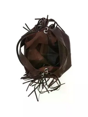 Bimba Y Lola Medium Coffee Leather Fringed Paper Bag
