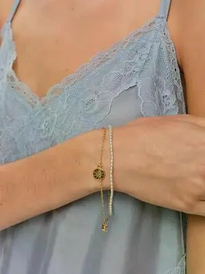 Bimba Y Lola Brown-logo Pearl Double-chain Bracelet - Gold