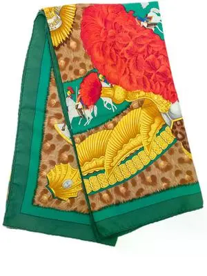 Hermès 1990-2010 Casques Et Plumets Silk Scarf 90 Scarves - Green