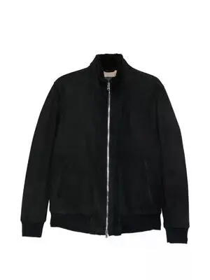 BARBA NAPOLI Shearling-lined Suede Bomber Jacket - Black