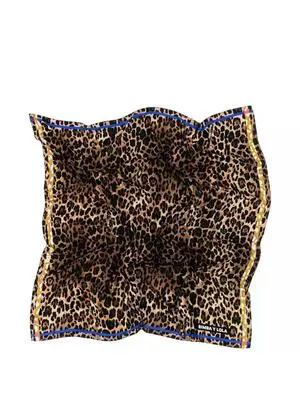 Bimba Y Lola Leopard Print Scarf With Contrast Border - Brown