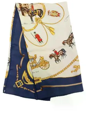 Hermès 1999-2007 The Royal Mews Silk Scarf 90 Scarves - White