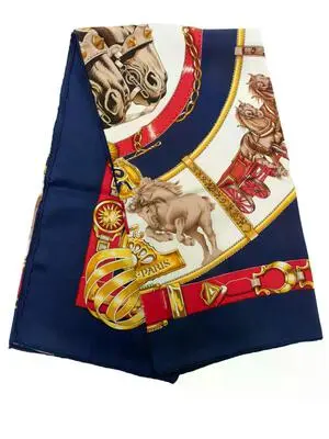 Hermès 1999-2007 Chevaux De Trait Silk Scarf 90 Scarves - Blue