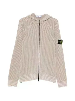 Stone Island Ribbed-knit Zip-up Cardigan - Neutrals