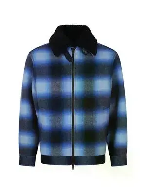 Balenciaga Flannel Bomber Jacket In /black - Blue