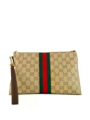 Gucci Small Gg Pouch With Web - Neutrals