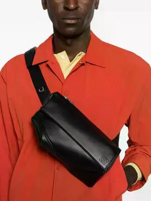Loewe Puzzle Leather Shoulder Bag - Black