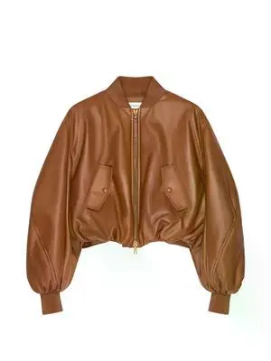 Givenchy Cropped Cocoon Bomber In Nappa Leather - Brown