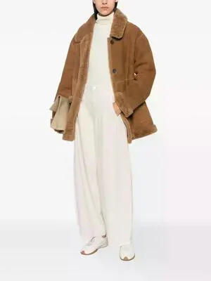 AIN AMOR Shearling-trim Button-up Jacket - Brown