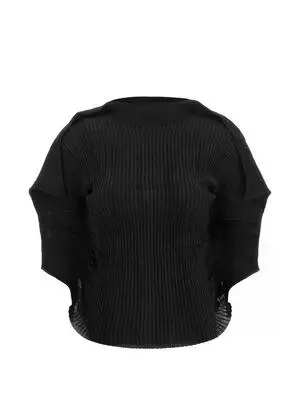 Issey Miyake Prance Pleated Draped Blouse - Black