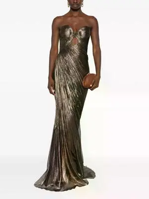 MARIA LUCIA HOHAN Zephyra Strapless Cut-out Maxi Dress - Brown