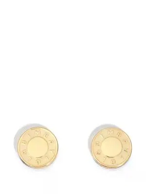 Bimba Y Lola Ivory Enamel Logo Earrings - Gold