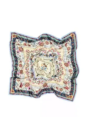 Bimba Y Lola Ivory Concentric Frames Floral Scarf