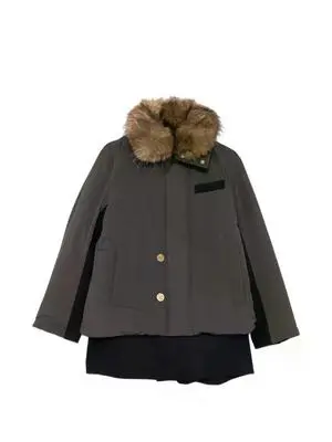 Sacai Faux-fur Trim Layered Jacket - Green