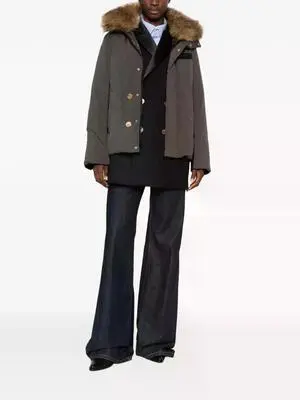 Sacai Faux-fur Trim Layered Jacket - Green