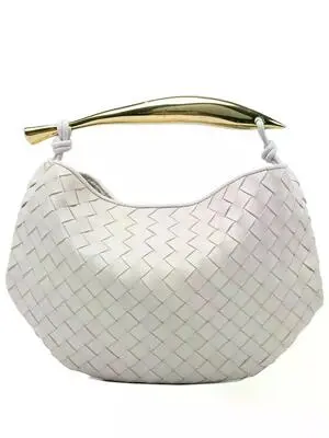 Bottega Veneta 2012-2026 Lambskin Intrecciato Sardine Satchel - White