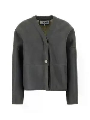 Loewe Shearling Leather Jacket - Grey