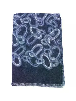 Altea Chain-print Wool Scarf - Blue