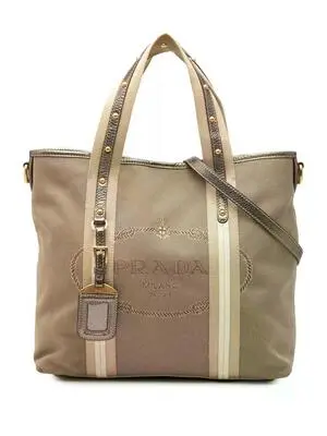 Prada 2000-2013 Canvas Canapa Logo Satchel - Neutrals