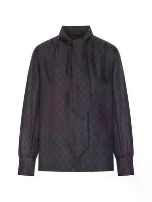 Gucci Gg Supreme Pussy-bow Blouse - Black