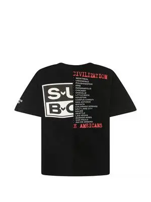 PROTOCOL INDEX Fake Shoulder Seam Graphic-print Panelled T-shirt