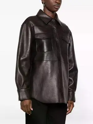 P.a.r.o.s.h Maciock Leather Western-style Shirt - Brown
